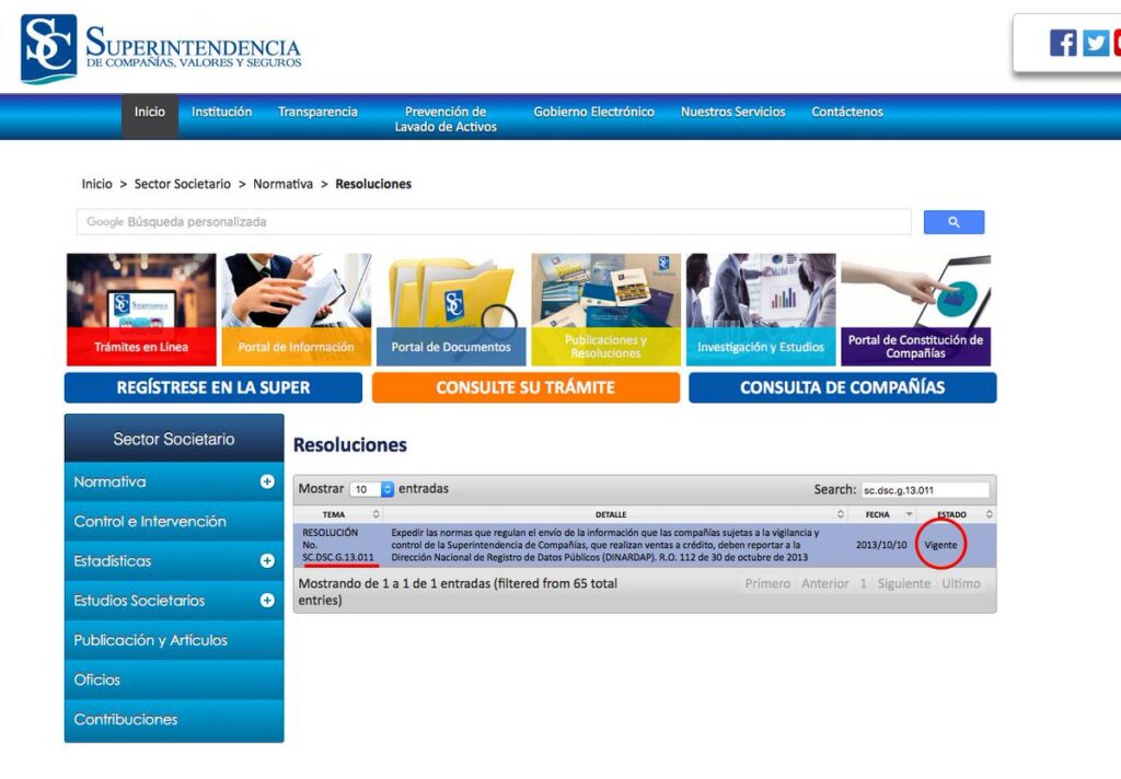 ¿Cómo conocer datos de COMPAÑIAS EN EL PORTAL DE SUPERCIAS?